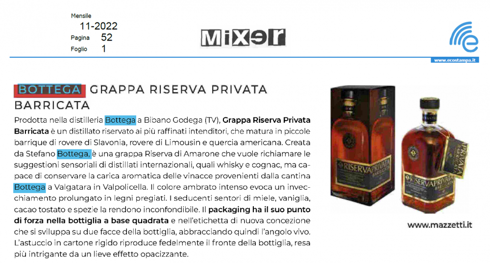 The Bottega Spa blog - Wines Liqueurs Grappas and Distillates